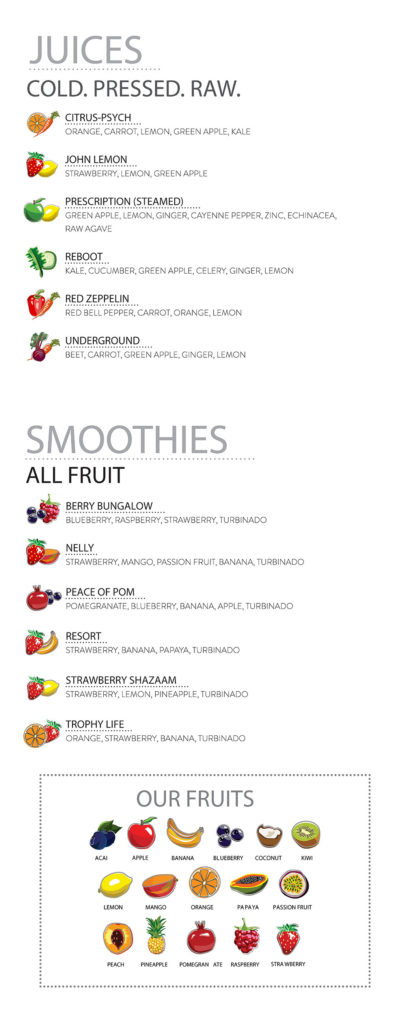 Menu - JUVA - The Juice & Smoothie Bar